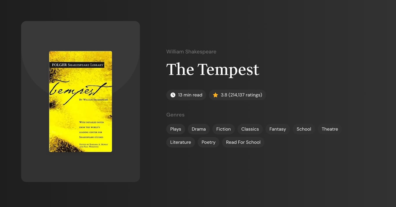 The Tempest Book Summary