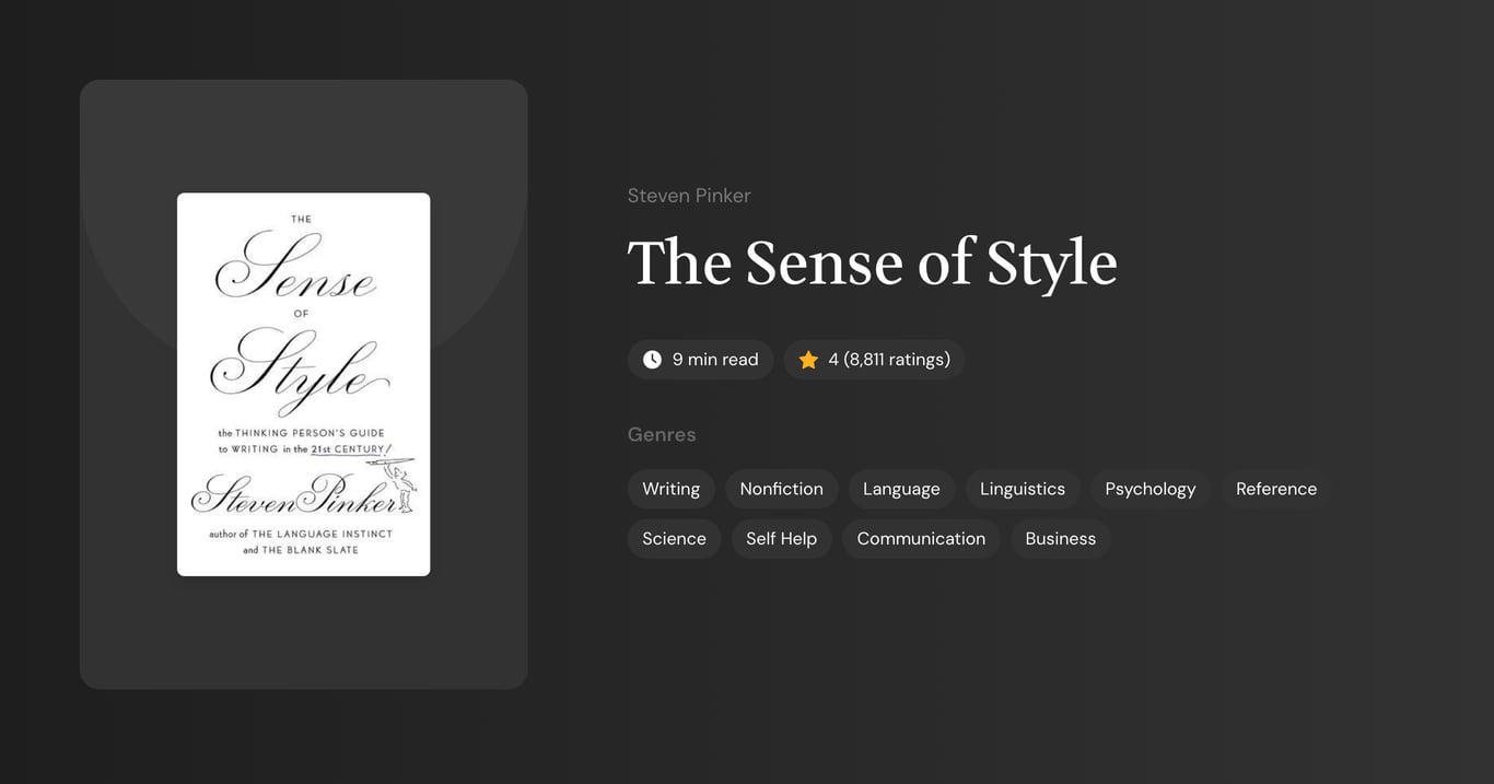 The Sense of Style Book Summary