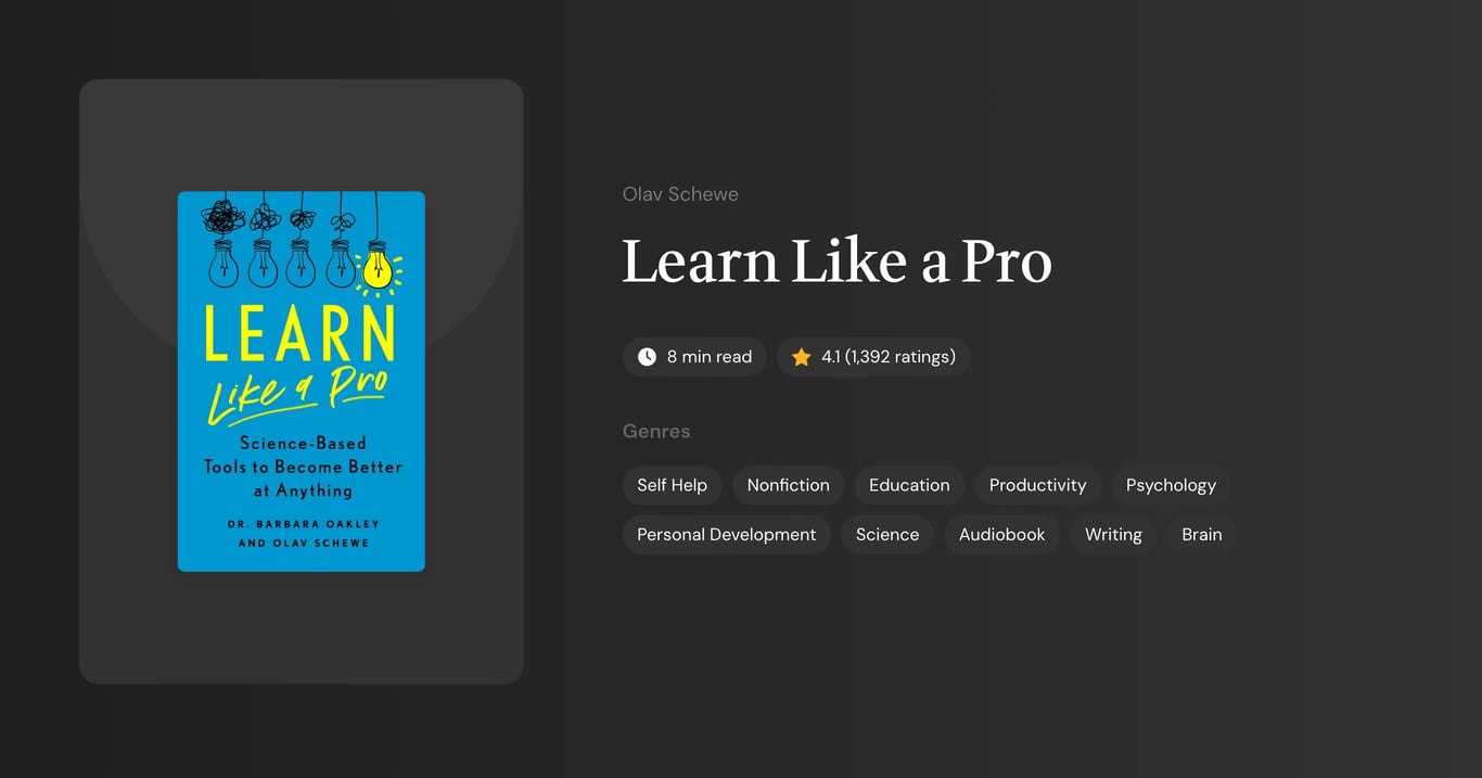 Learn Like a Pro Book Summary