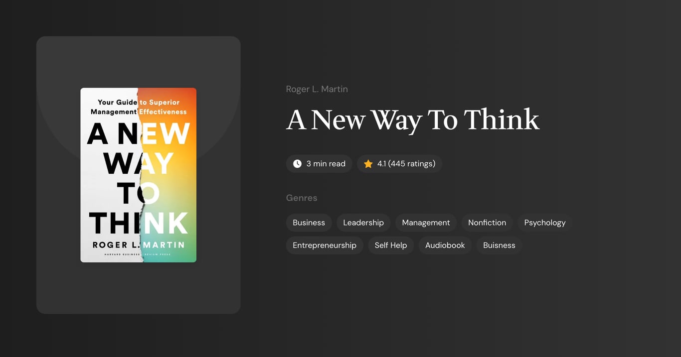 A New Way To Think Book Summary