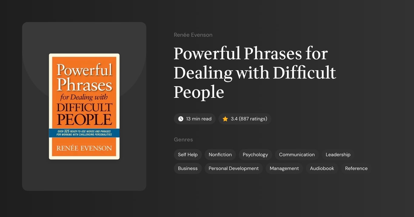 Powerful Phrases for Dealing with Difficult People Book Summary