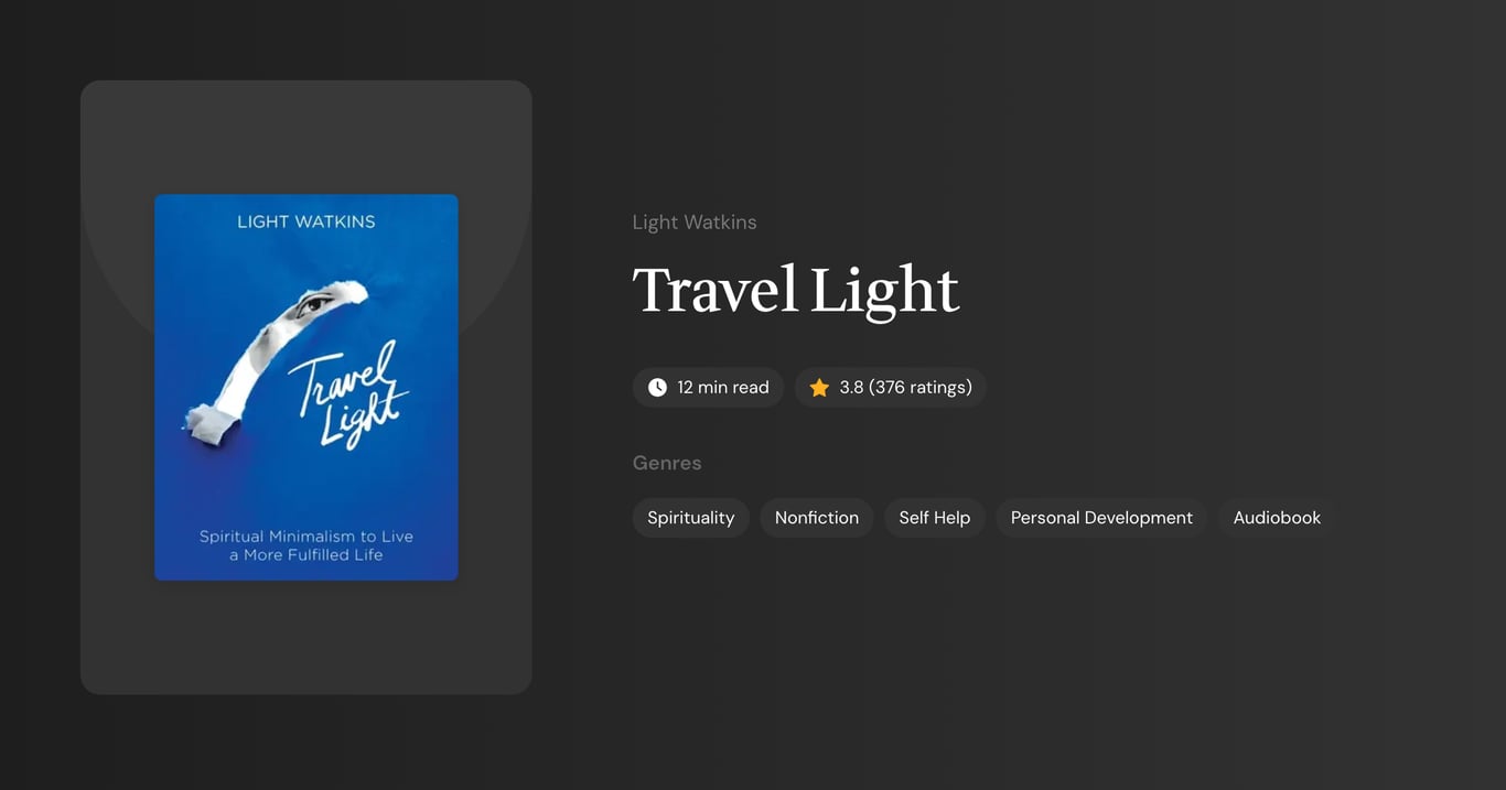 Travel Light Book Summary