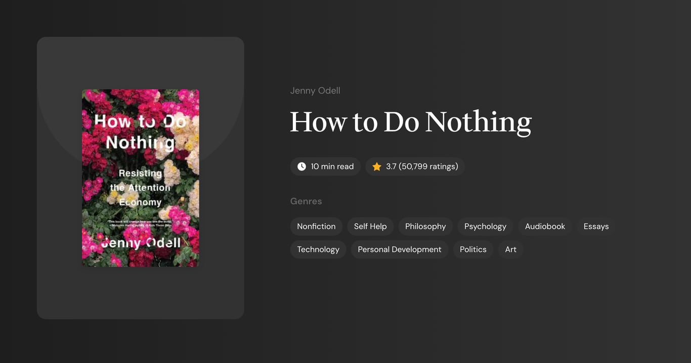 How to Do Nothing Book Summary