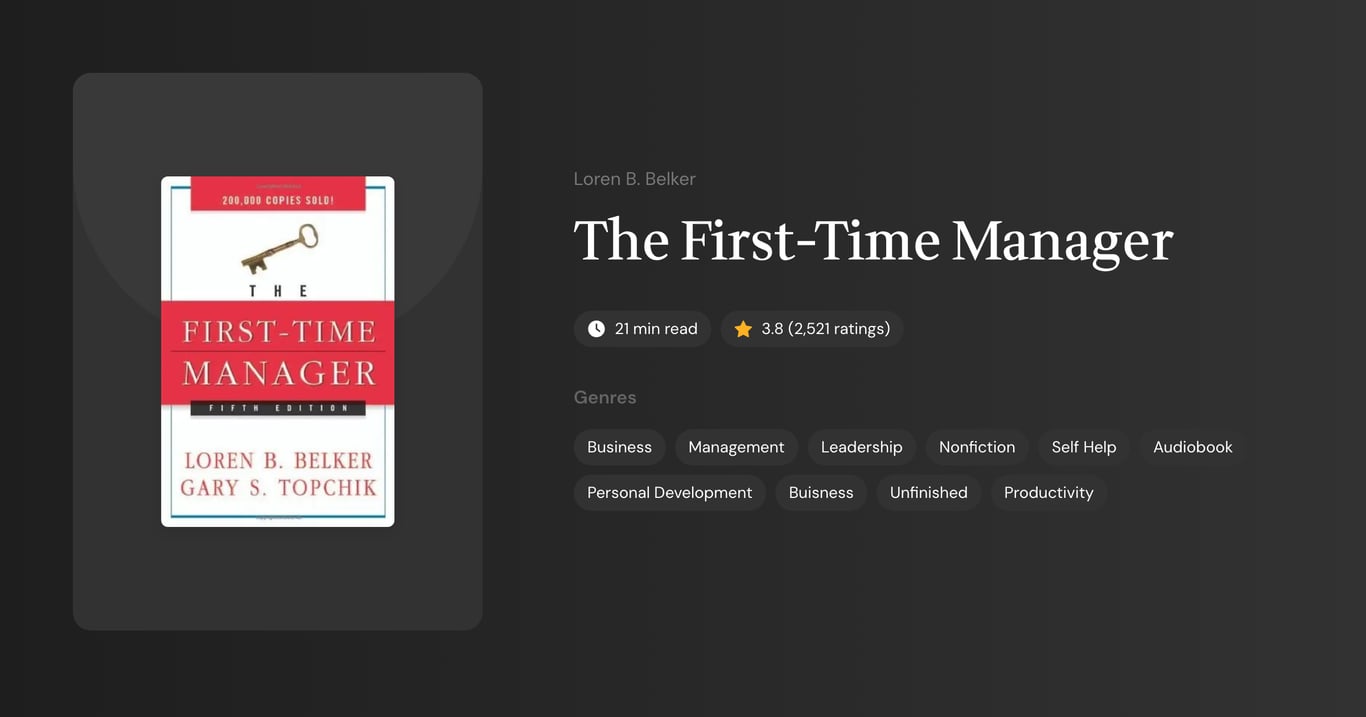The First-Time Manager Book Summary