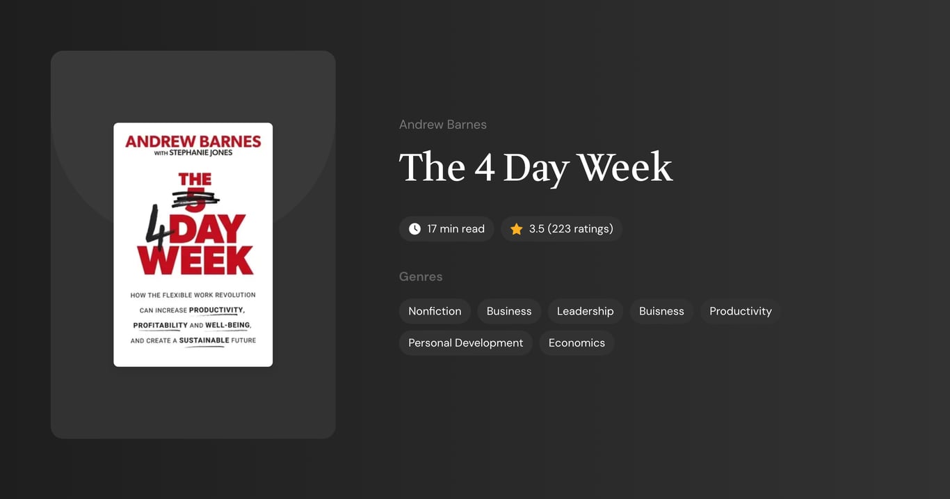 The 4 Day Week Book Summary