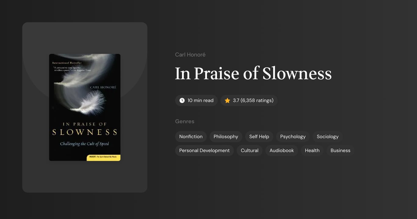 In Praise of Slowness Book Summary