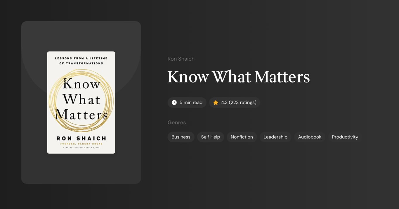 Know What Matters Book Summary