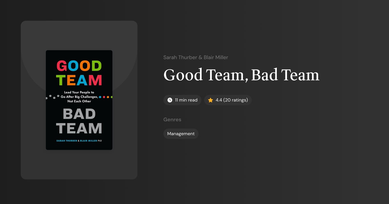 Good Team, Bad Team Book Summary