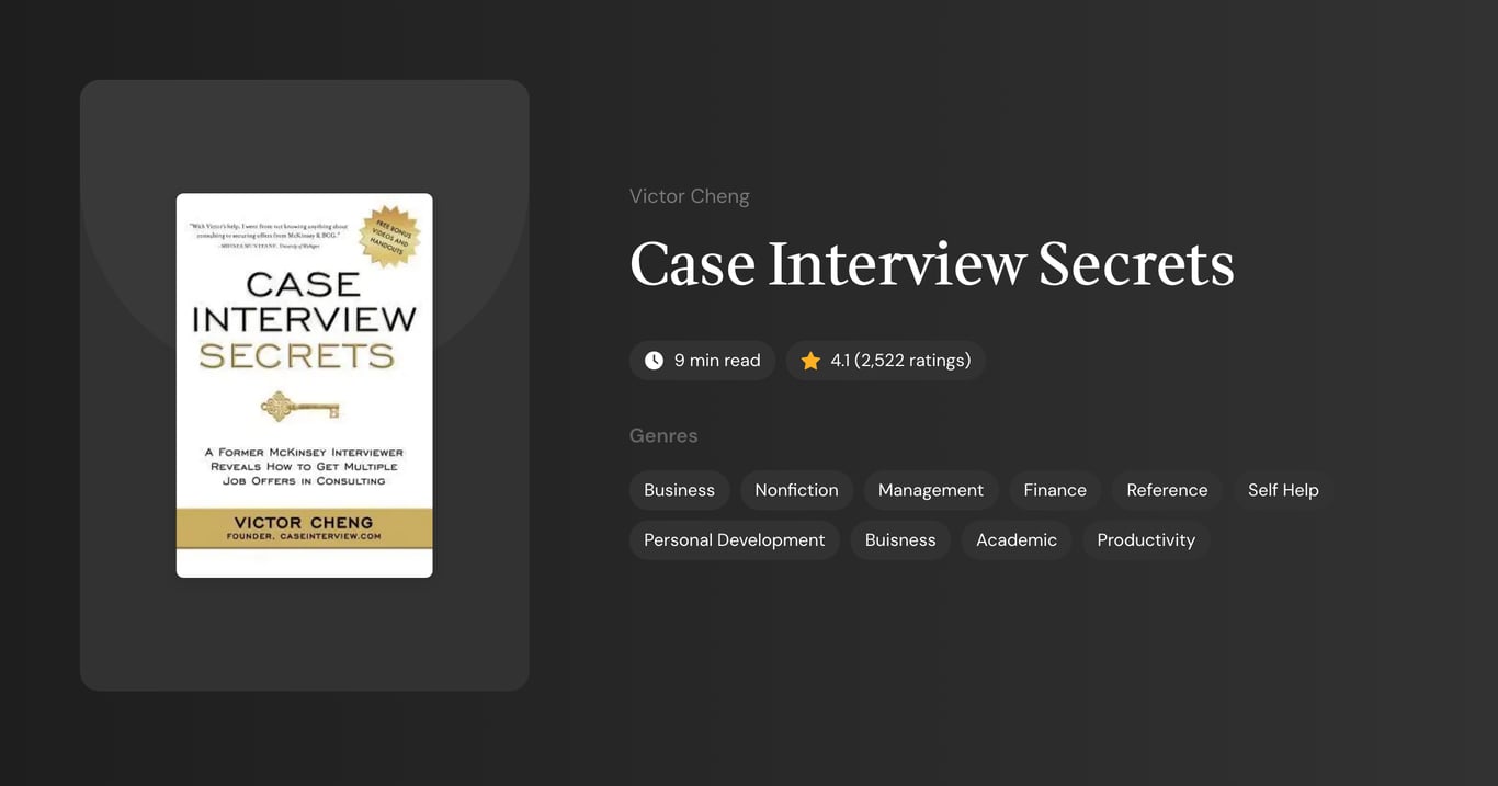 Case Interview Secrets Book Summary