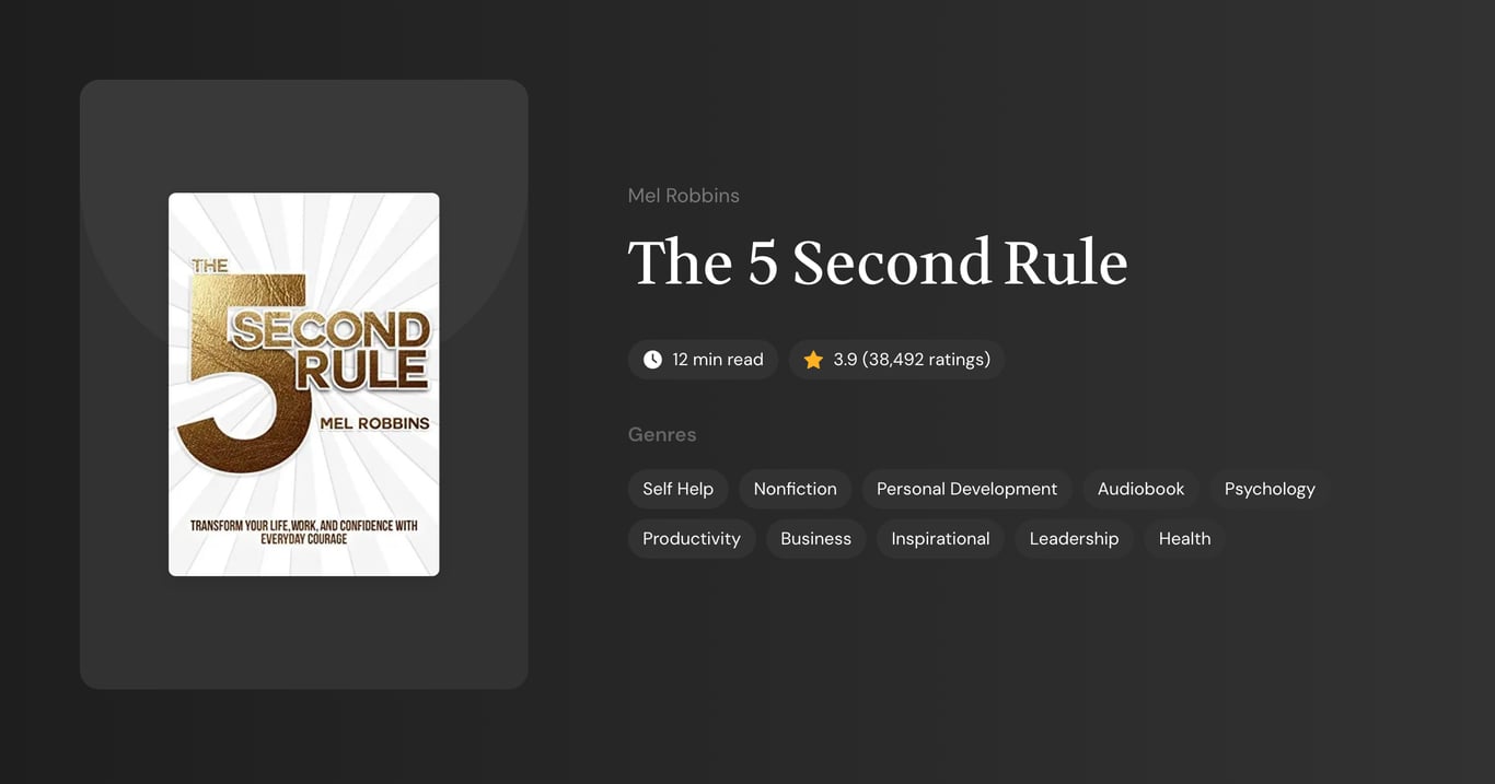 The 5 Second Rule Book Summary