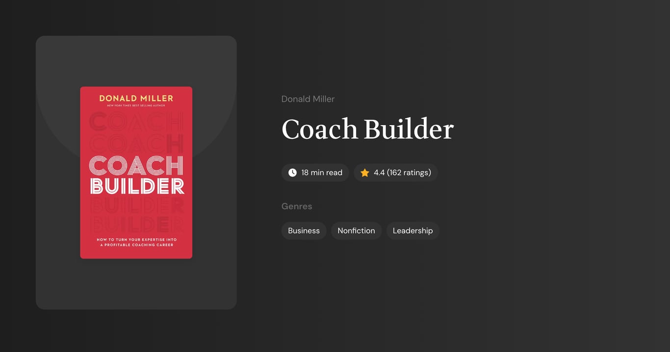 Coach Builder Book Summary