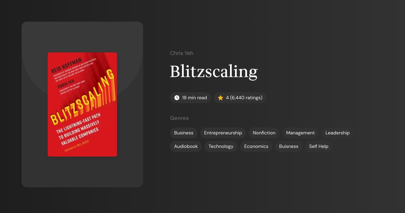 Blitzscaling Book Summary