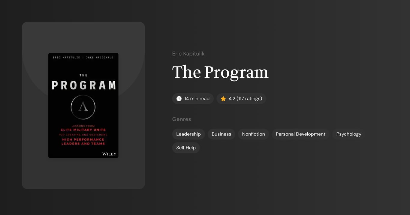 The Program Book Summary