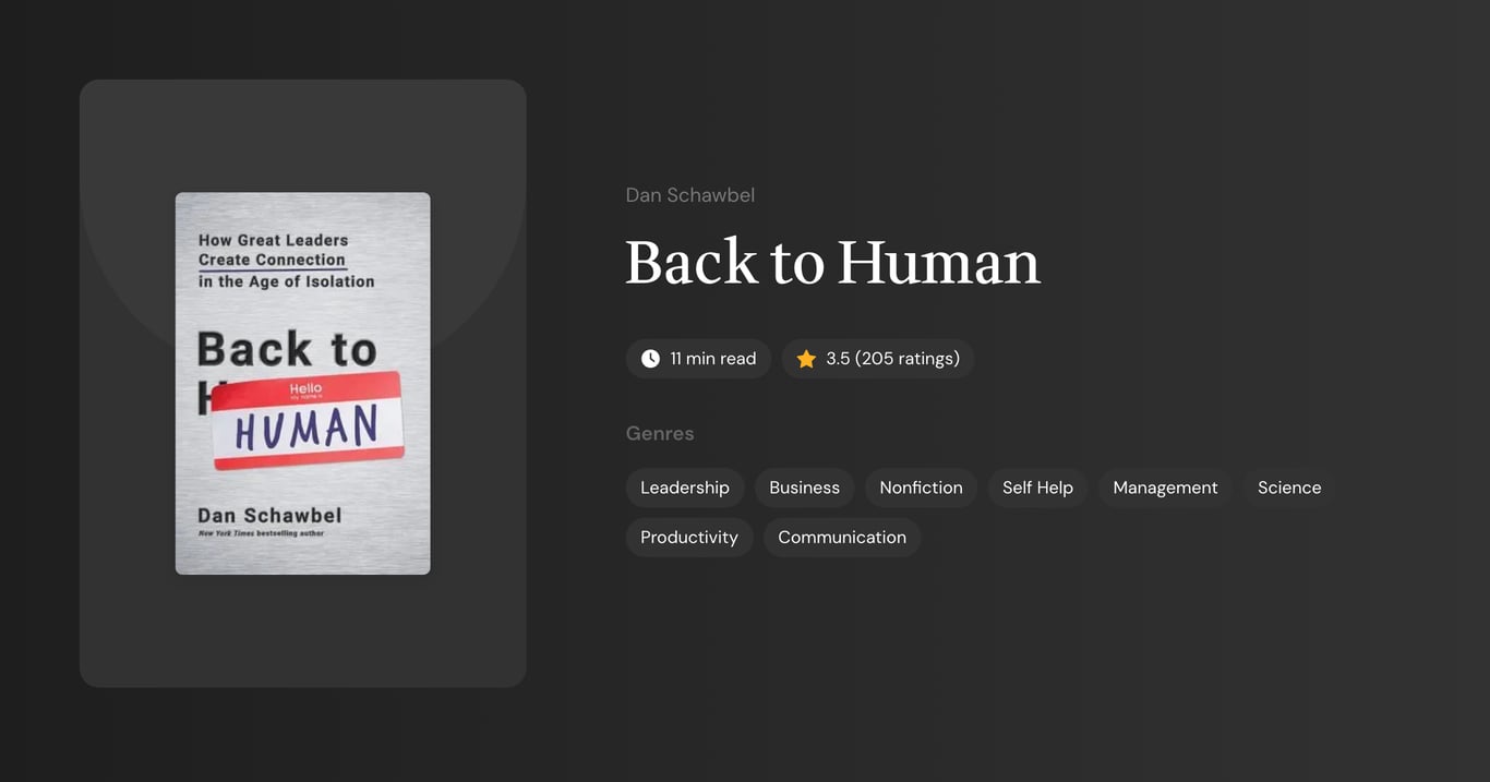 Back to Human Book Summary