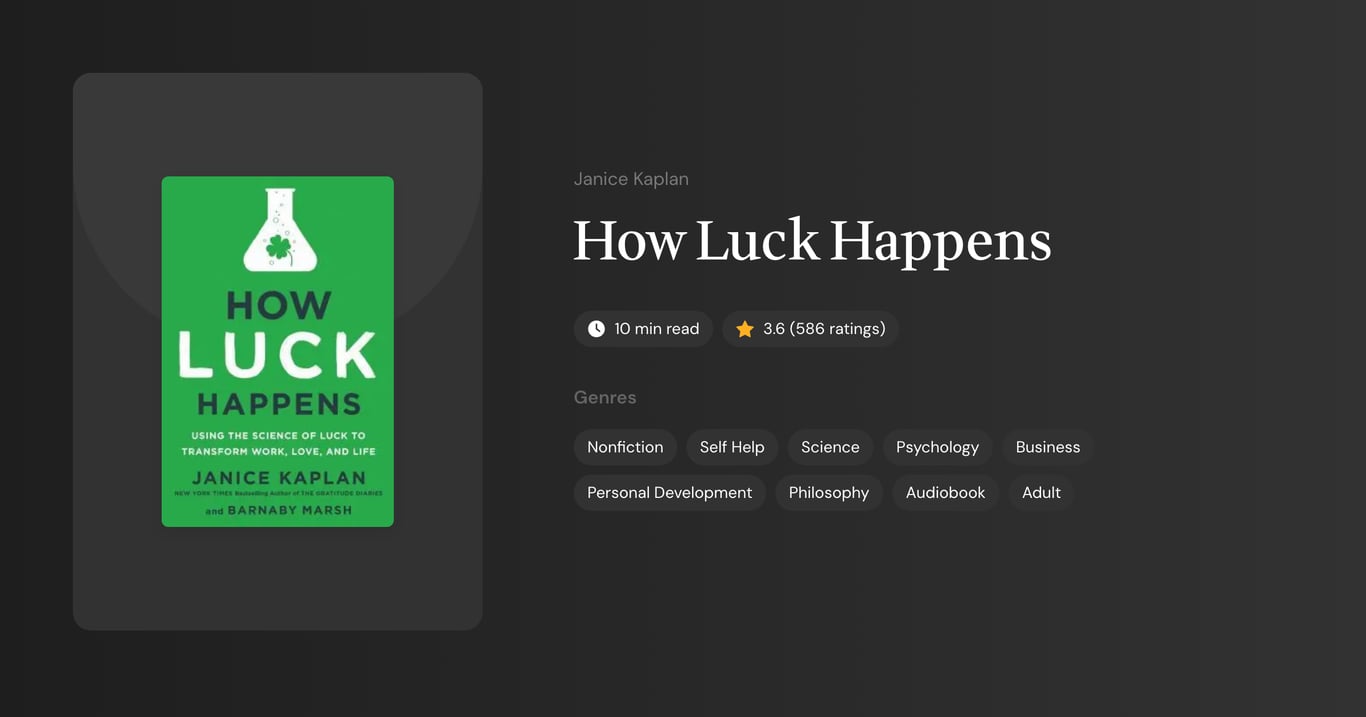 How Luck Happens Book Summary