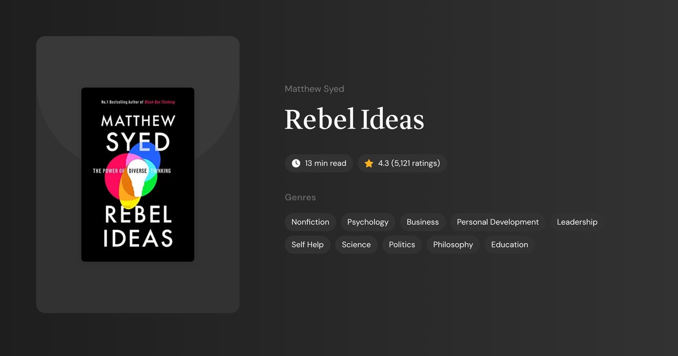 Rebel Ideas Book Summary