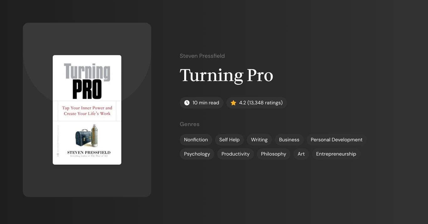 Turning Pro Book Summary