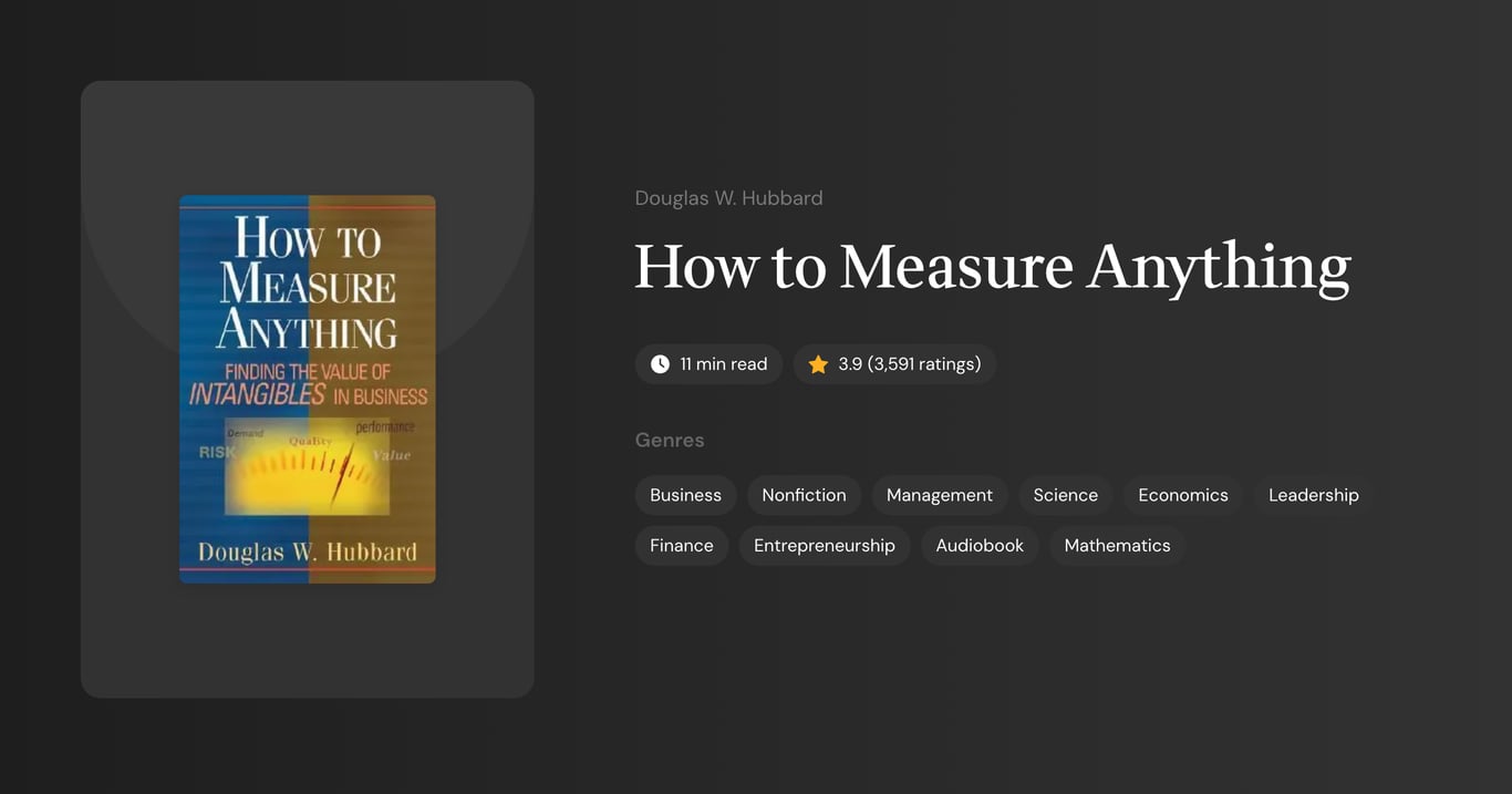 How to Measure Anything Book Summary